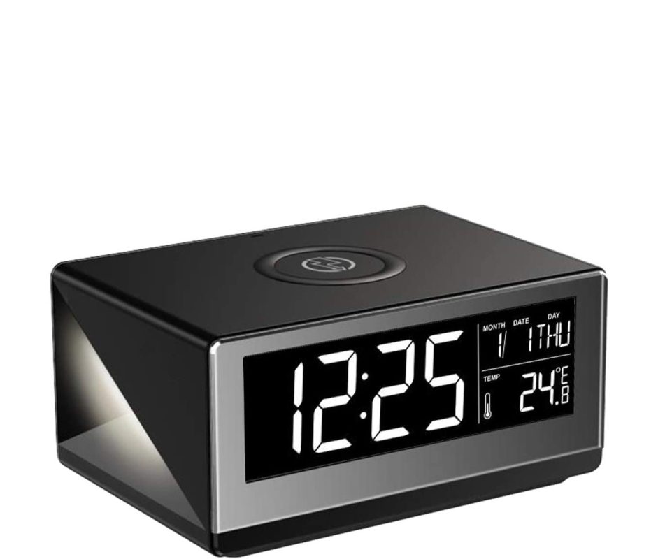 BT-12B Black Wireless Phone Charging Digital Alarm Clock