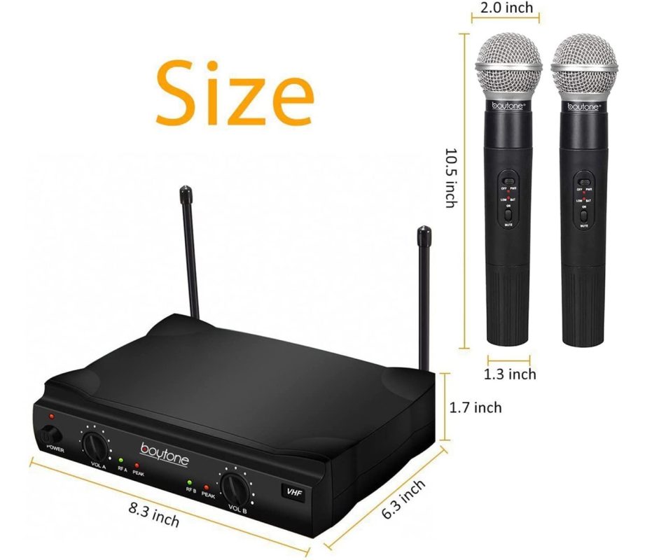 VHF Dual Fixed Channel Wireless Microphone System | Boytone