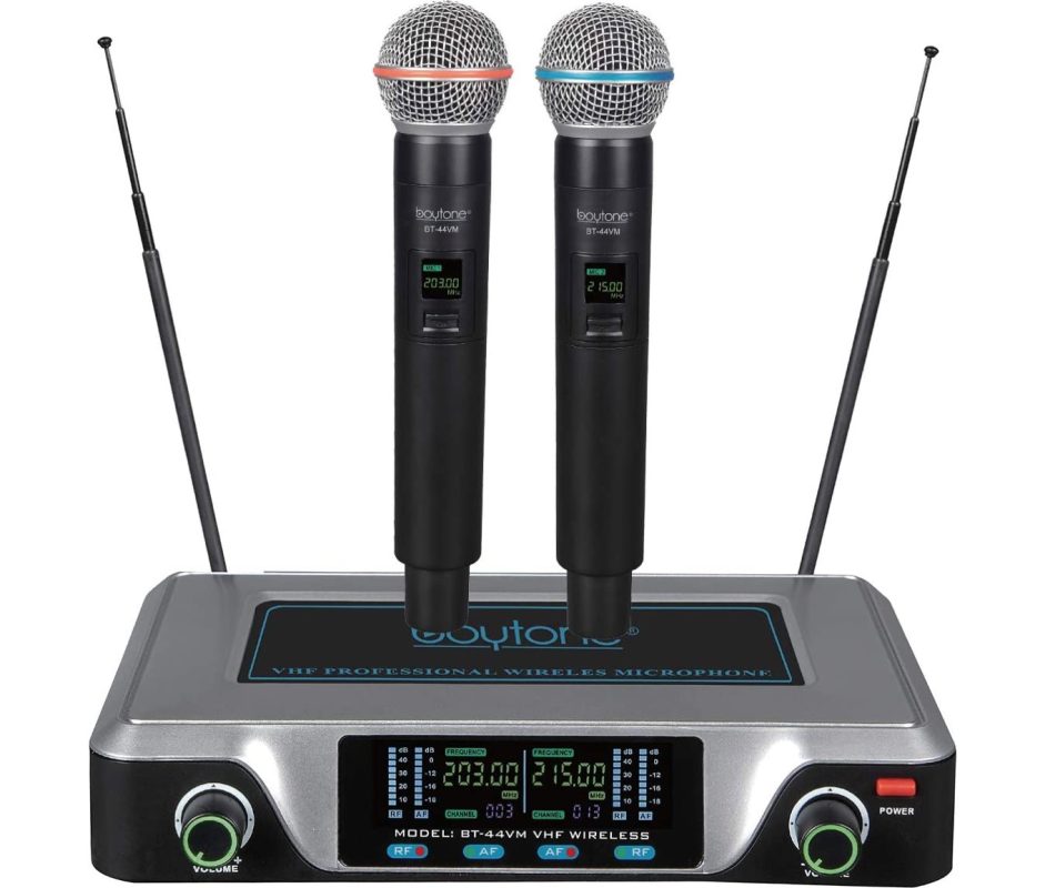 UHF Dynamic Wireless Microphone System 2 Metal Microphones and Metal ...