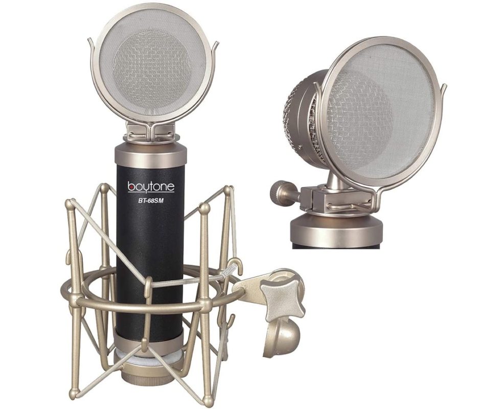 BT-68SM Recording Condenser Microphone, Metal Shock Mount, Anti-Wind ...