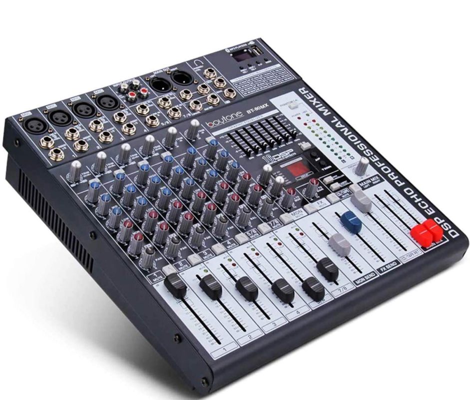 8-Channel Audio Mixer DJ Controller 7 Band EQ, 16 DSP Effects & USB ...
