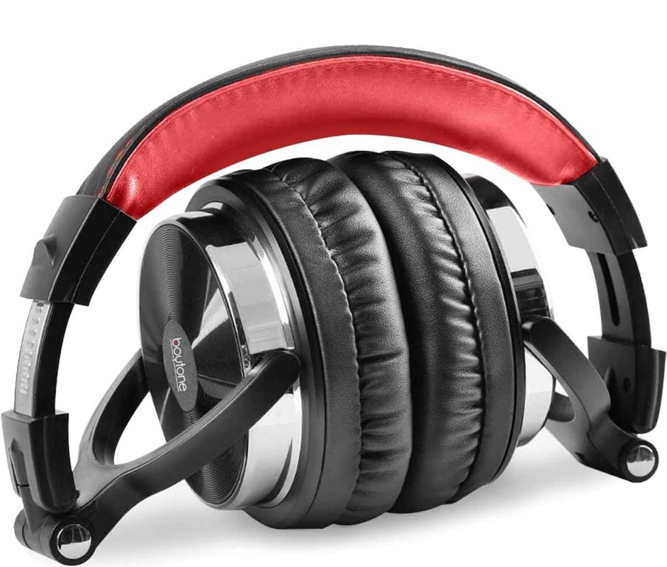 BT-10RD Detachable Wired Studio DJ Stereo Headphones – Red | Boytone